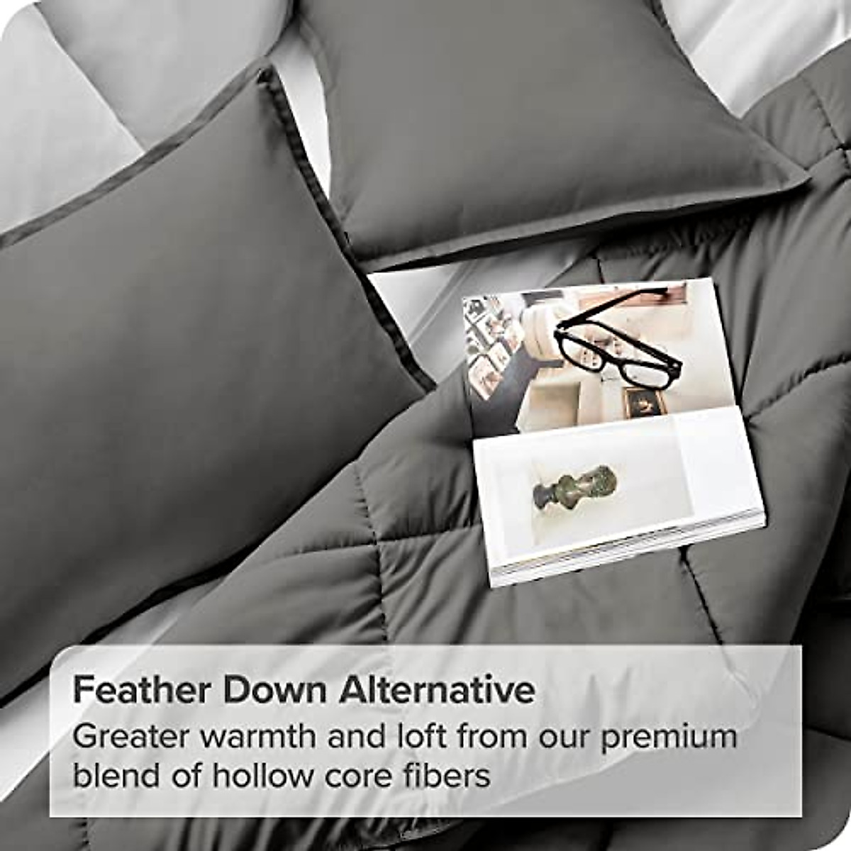 Bare Home Comforter Set - Queen Size - Ultra-Soft - Goose Down Alternative - Premium 1800 Series - All Season Warmth (Queen, Grey)