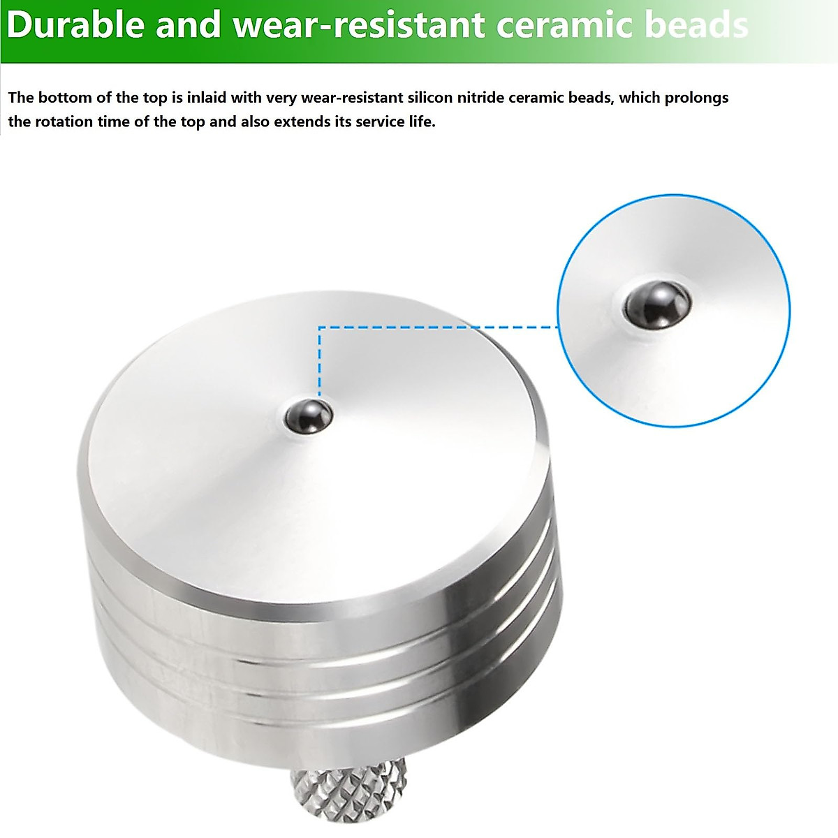 CHEETOP Stainless Steel Spinning Top, Precision Mini Desktop Gyroscope, Kill Time Reduce Stress ADHD Toys, Perfect Balance Gyro (Style 4) Silver