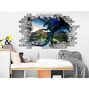 Dragon Wall Decal, Dragon Removable Vinyl Sticker, Dragon Wall Mural, Peel and Stick, Dragon Bedroom Decor C2136