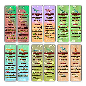 Dinosaur Fun Facts Bookmark Cards for Kids (12-Pack) - Jurassic World Bookmarker - Excellent Party Favors Teacher Classroom Reading Rewards and Incentive Gifts for Young Readers Kids Boys and Girls