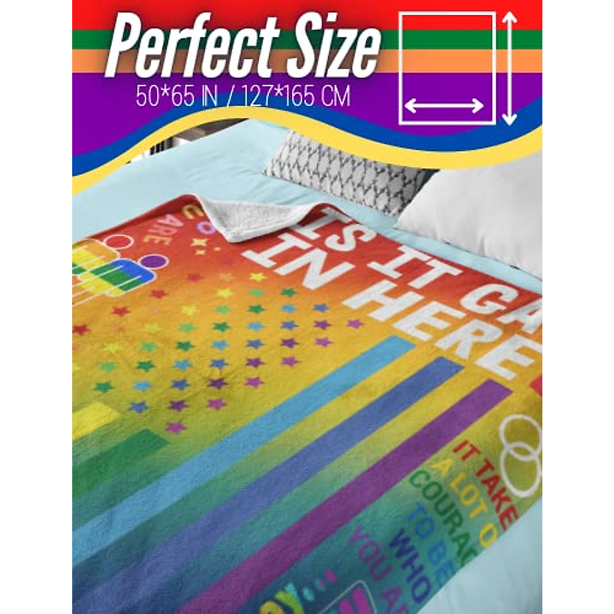 InnoBeta LGBTQ Blanket, LGBT Gifts for Gay, Lesbian, Transexual, Friends, Besties, Gay Pride, Rainbow, Soft Throw Blanket, 50x65 Inches, Gay