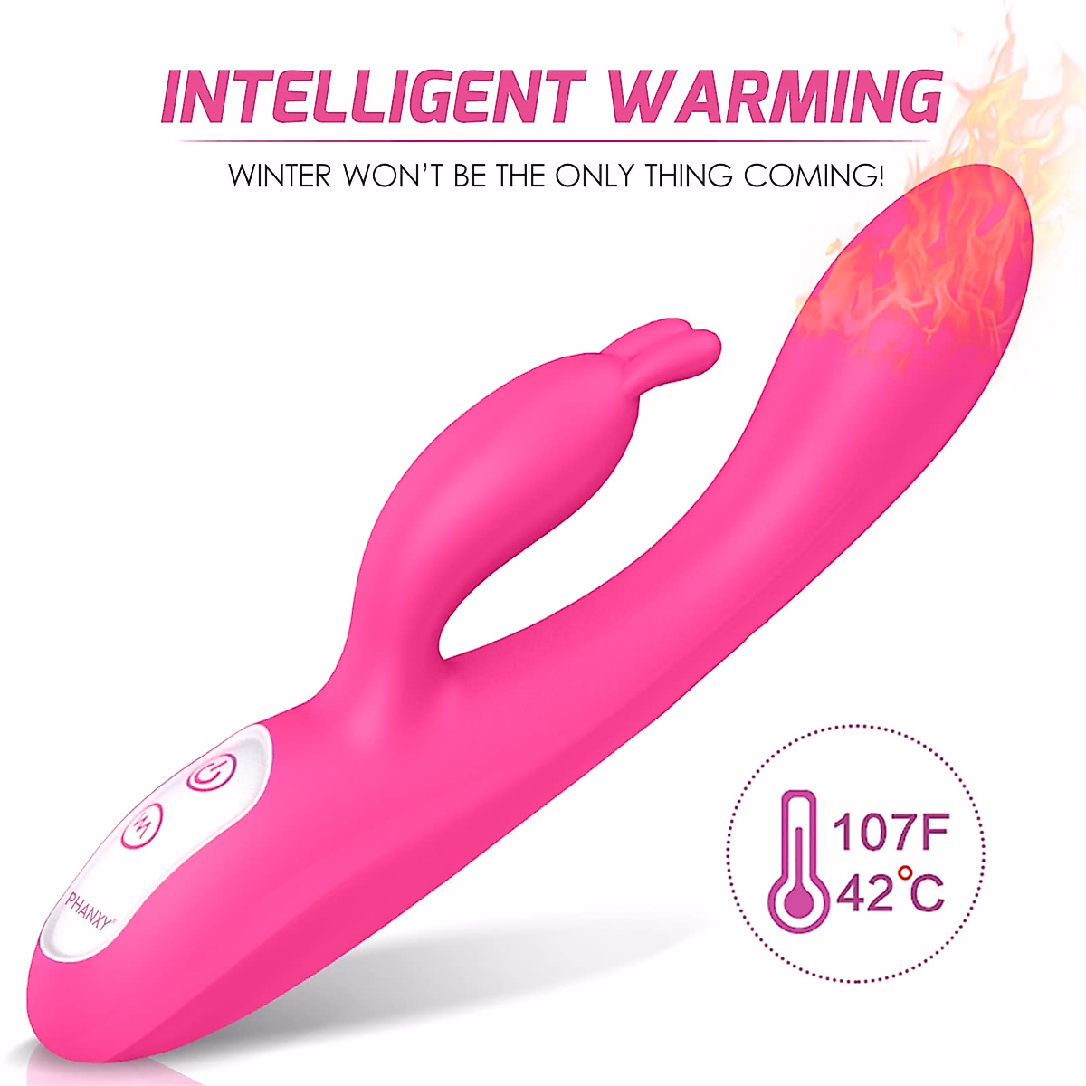 G Spot Rabbit Vibrator with Heating Function and Bunny Ears for Clitoris G-spot Stimulation,Waterproof Dildo 9 Powerful Vibrations Dual Motor Stimulator Women or Couple Fun(Red)