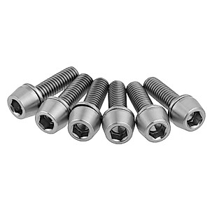 Yaruijia Titanium Bolt for MTB Bicycle Stem M5x16/18/20mm Taper Head Hex Socket Screws with Ti Washer Pack of 6 (M5x20mm, Titanium)