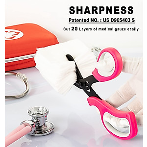 MEUUT 3 Pack Penlight & Medical Scissors- One 8 Inches Patented Trauma Shears Two LED Pen light with Four Batteries - Bandage Scissor for- Nurse, First Aid, EMT, Doctor