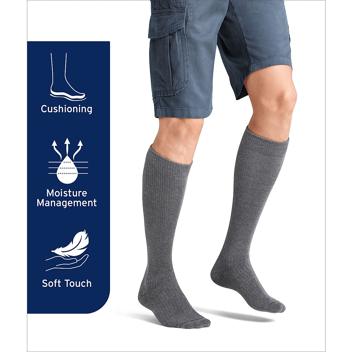 JOBST ActiveWear 20-30mmHg Compression Socks Knee High, Closed Toe, Cool White, Large