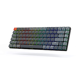 Keychron K3 Ultra-Slim 75% Layout RGB Backlit Wireless Bluetooth/Wired USB Mechanical Keyboard, Hot-Swappable Low-Profile Keychron Optical Brown Switch 84-Key Gaming Keyboard for Mac Windows-Version 2