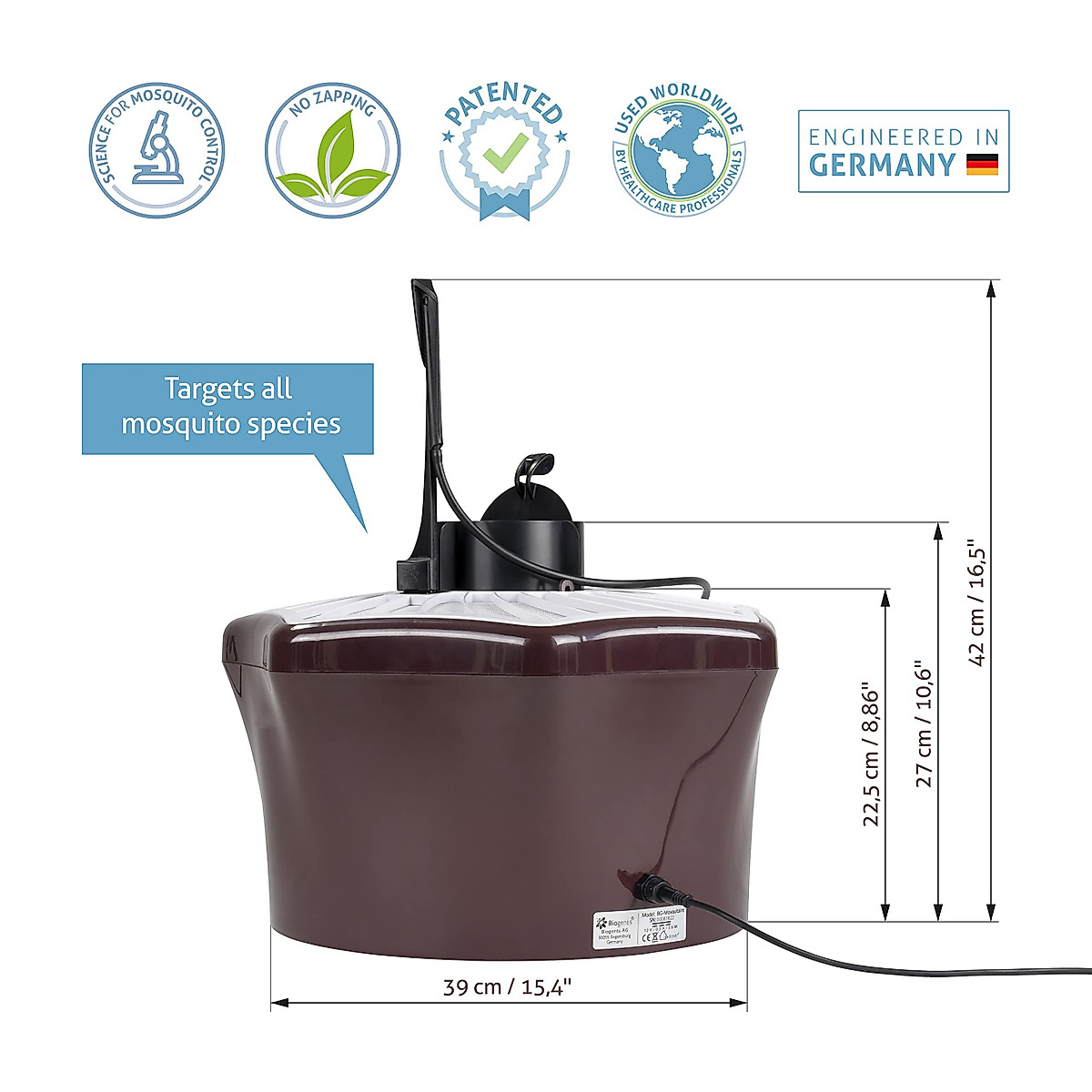 BIOGENTS Mosquitaire CO2 Mosquito Trap + BG-Sweetscent Lure & CO2 Set • Effective Against All Species • Trap, Lure & Booster For Outdoor & Patio
