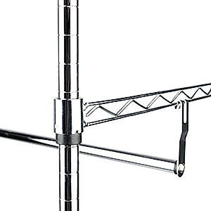 COOBL 2-Tier Heavy Duty Rolling Garment Rack,Wire Shelving Clothes Rack for Clothing,Storage with Double Rods,Lockable Wheels (Silver)