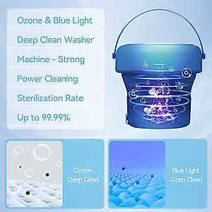 MEHIDFY Portable Washing Machine, 4.8L Foldable Mini Washing Machine, Portable Washer, Intelligent Mini Washer, Underwear Washing Machine for Apartments, Camping, Travel, Ozone & Blue Light Deep Clean