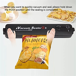 Vacuum Sealer machine - Vacuum Sealers Machine - vacuum sealers Food Saver - Bag sealer & Food sealer - One-Key Automatic Air Sealing System for Dry & Moist Fresh Modes - sealer bags 10pcs (Black)