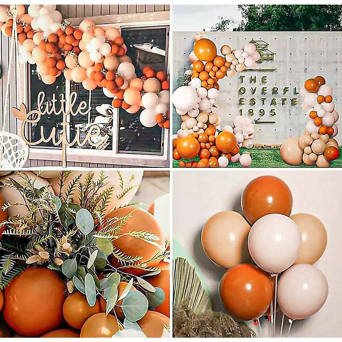 Burnt Orange Double-Stuffed Balloons 134Pcs Boho Balloon Garland Arch Kit, Terracotta Fall Balloons for Birthday Baby Shower Party Decoration