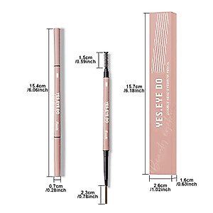 Eyebrow Pencil for Older Women, Dual-Ended Brow Liner Pen with Spoolie, Micro Triangle Tip Eye Brow Filler Pen for Brow Lamination Effect, Hair-Like Stroke, Gray, YES.EYE DO
