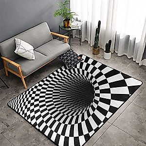 Astede 3D Visual Vortex Optical Illusions Area Rug Non Slip Comfort Yoga Mat Floor Carpet Home Decor for Living Room Bedroom 80x58 Inch