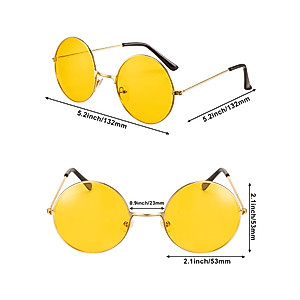 Blulu 12 Pairs 60s 70s Hippie Circle Sunglasses for Women Men Retro Hippie Glasses Round Tinted Lens Sunglasses Pack Vintage Hipster Small Hippie Eyewear for Men Women Masquerade Costumes Party Gifts
