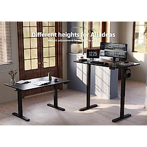 YDN Electric Standing Desk, Adjustable Height Stand up Desk, 63x24 Inches Sit Stand Home Office Desk with Splice Board,Black Top