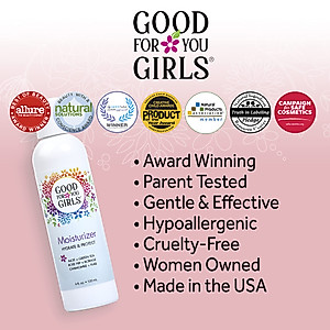 Good For You Girls Natural Facial Moisturizer, Calming and Non-Comedogenic with Aloe, Vitamin E, Arnica, Rose Hip, Borage, Green Tea, Kids, Preteen, Teens, All Skin Types (4 Fl Oz)