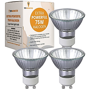 3 PACK New GU10 Halogen Heat Spot Lamp 75 Watt Candle Warmer Lamp Replacement Light Bulb I Top Down Heating Wax Melter Recessed Lighting Spotlight Fixture Kitchen Bathroom Vanity 75W Heating Lights