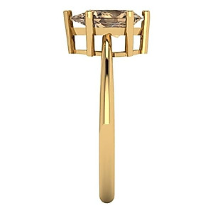 Clara Pucci 2.0 ct Pear Cut Solitaire Brown Champagne Simulated Diamond Bridal Designer Anniversary Engagement Ring Real 14k Yellow Gold