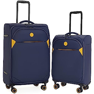 Verage Cambridge Lightweight 2 Piece Luggage Sets,Softside Expandable Spinner Wheel Suitcase,Navy,2-Piece Set(20/24)