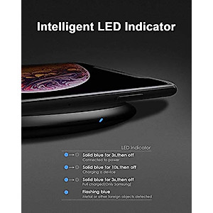 NANAMI Fast Wireless Charger, Qi-Certified 15W Max Wireless Charging Pad, Compatible with iPhone 14/13/13 Pro Max/12/SE/11/XS/XR/X/8, Samsung Galaxy S23/S22/S21/S20/S10/S9/Note 20/10/9/8 & Airpods Pro