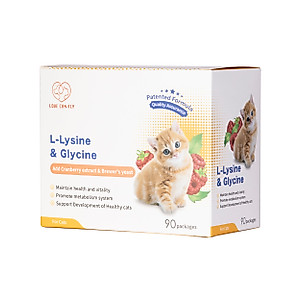 Cat L-Lysine Immune Supplement Antioxidan Essential Amino Acids Respiratory Cranberry Urinary Track Health Support Squinting Sneezing Runny Nose Squinting, Watery Eyes - 90 Packs