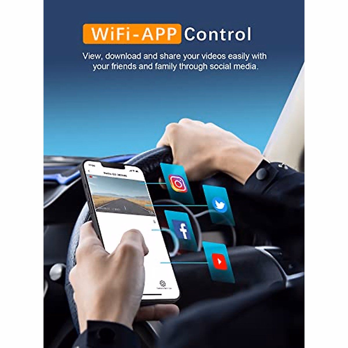 Dash Cam WiFi FHD 1080P Car Camera, Front Dash Camera for Cars, Mini Dashcams for Cars with Night Vision, 24 Hours Parking Mode, WDR, Loop Recording, G-Sensor, APP, Support 128GB Max