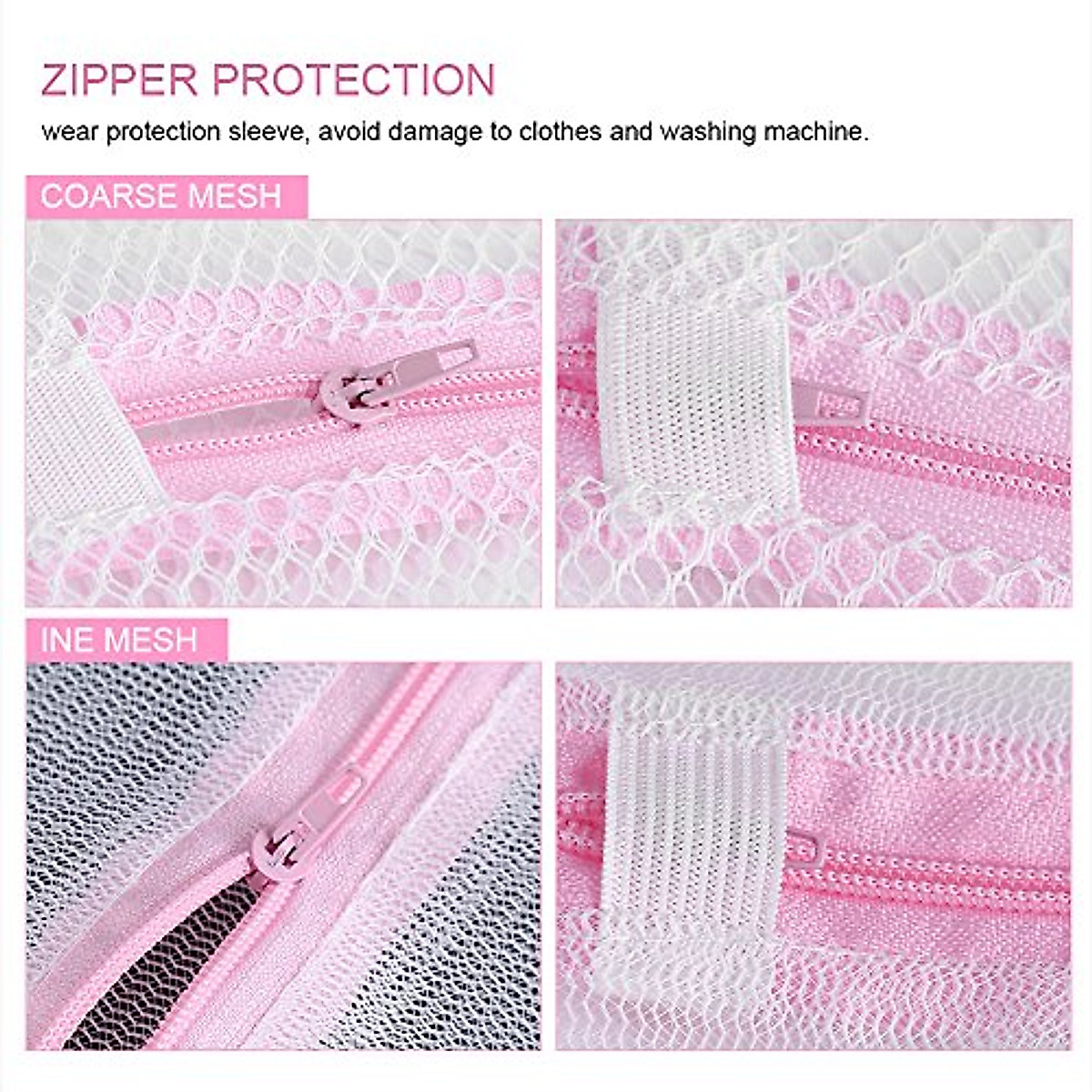 Mesh Laundry Bag For Washing Lingerie And Delicate Garments Women Wash Bag Washing Machine Bag Protect Blouse Hosiery Stocking Underwear Bra Etc With Premium Zipper (Fine Mesh 50x60cm)