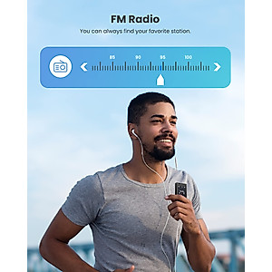DODOSOUL 64GB MP3 Player, Music Player with Bluetooth 5.2, Shuffle, Single Loop, FM Radio, Built-in HD Speaker, Voice Recorder, Mini Design, HiFi Sound, Ideal for Sport, Earphones Included