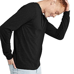 Hanes Originals Men's Tri-Blend Long Sleeve Henley, Black, X Large