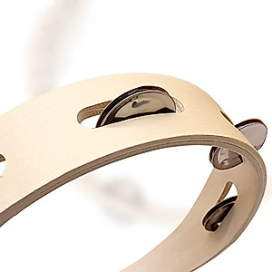 Tosnail 2 Pack 8" Wood Tambourine - Single Row 6 Pairs Jingles