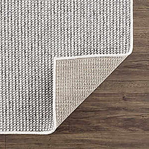 Hauteloom Mayes Living Room, Bedroom Area Rug - Farmhouse Solid Bubble Weave Carpet - Gray, White - 6'7" x 9'