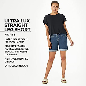 Lee Women's Ultra Lux Mid-Rise Straight Leg Jean Short, Black, 6