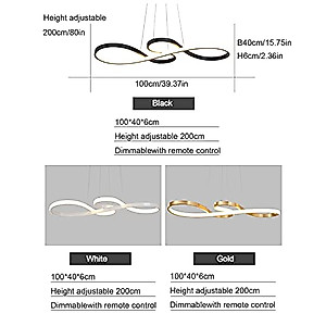 LED Chandelier Lighting Fixture Dimmable Pendant Light with Remote Control Modern Flush Mount Chandelier Adjustable Kitchen Island Hanging Lamp Painting Lamp for Dining Table Office Bedroom (Gold)