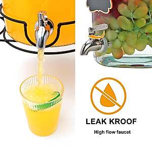 1-Gallon Drink Dispenser,Glass Drinking Dispenser with Glass Lid,Mason Drink Dispenser for Parties, Bar, Wedding, Homemade Juice, Laundry Detergent Dispenser,Picnics, Barbecues and Daily,2 pcs