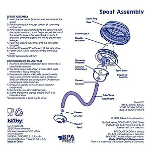 Nuby Tritan No-Spill Trainer Cup with Silicone Spout & 360 Weighted Straw with Hygienic Cover, 2 Pack (Blue, Gray)