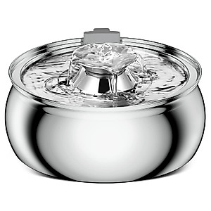 Cat Water Fountain, 3.2L/108oz Automatic Stainless Steel Pet Fountain Dog Water Dispenser, Ultra-Quiet Pump and Replacement Filters & Sponge for Cats, Dogs, Multiple Pets