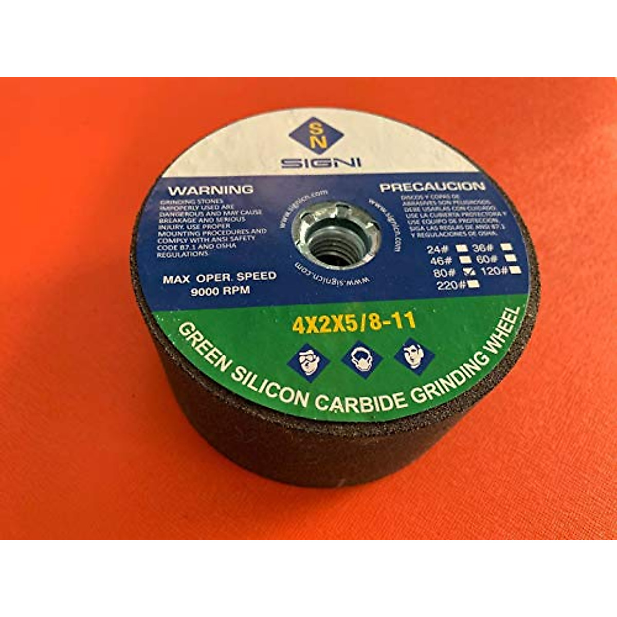 SIGNI 4 Inch Green Grinding Stone with 5/8-11 Thread (1 Pack,80 Grit，4X2X5/8-11)