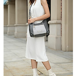 MKF Collection Shoulder Bag for Women, Vegan Leather Hobo Handbag, Crossover Color-Block Purse