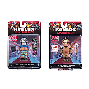 Roblox Action Collection - Loyal Pizza Warrior + Shred: Snowboard Boy Two Figure Bundle [Includes 2 Exclusive Virtual Items]