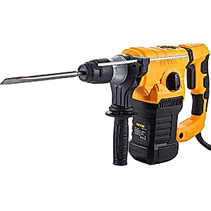 VEVOR Hammer Drill, 1500W 1.26", 13A Rotary Hammer with 3-Mode for Hammering & Drilling Concrete, SDS Plus Breaking Machine with Case, Bits, Chisels and Vibration Control System