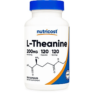 Nutricost L-Theanine 200mg, 120 Capsules, Double Strength - Non-GMO, Gluten Free