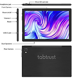 Android Tablet 10 Inch, WiFi Tablets PC with 13MP Dual Cameras, Octa Core Processor 5G Phone Tablet, 32GB Storage,1280 * 800 IPS HD Display, Black