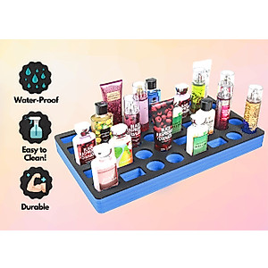 Polar Whale Lotion and Body Spray Stand Organizer Large Tray Blue and Black Durable Foam Washable Waterproof Insert for Home Bathroom Bedroom Office 23.25 x 13.5 x 2 Inches 40 Slots