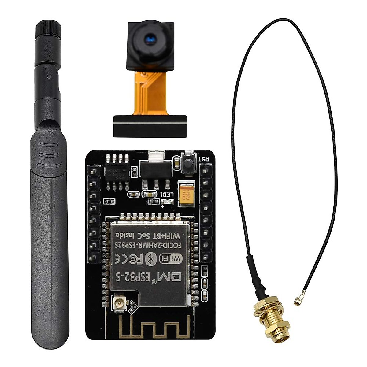 Aideepen 2PCS ESP32 DC 5V Dual-core WL with OV2640 Camera TF Card Module+ESP32-CAM +Antenna +IPEX to RP-SMA
