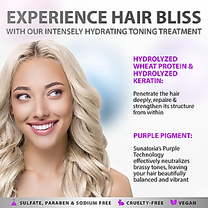 SUNATORIA NEW Keratin Purple Hair Mask- Blonde Hair Purple Toner - Repair & Nourishment Treatment for Bleached, Brassy Hair - No Yellow Tones - Deep Conditioner for Color Treated Locks