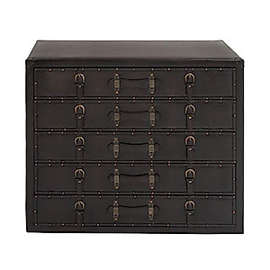 Deco 79 Wood Rectangle Chest with Buckles and Straps Detailing, 36" x 17" x 32", Black
