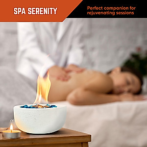 Tabletop Fire Pit, Indoor & Outdoor Fire Pits with Smokeless Burn, Portable Concrete Table Top Firepit, Mini Fireplace, Small Fire Pit, Rubbing Alcohol Table Top Fire Pit Bowl