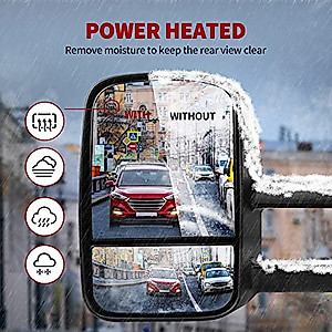 YITAMOTOR Towing Mirrors Compatible with 07-14 Chevy Silverado GMC Sierra 1500/2500/3500 Yukon Power Heated Side Mirrors, 2 Pack