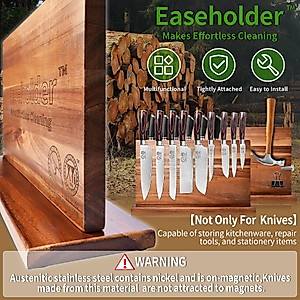 Easeholder Magnetic Knife Block Natural Wooden Double Side Knife Holder Stand with Strong Enhanced Magnets Mutifunctional Kitchen Cutlery Organization Storage Rack