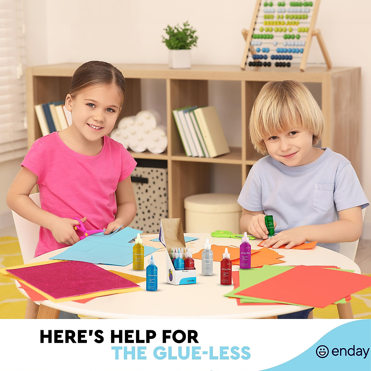 Glitter Glue for Crafts in Bright Classic Colors: Gold, Silver, Red, Green, Blue & Purple Used for Gluing, Drawing, Writing, Outlining (6 Pack)